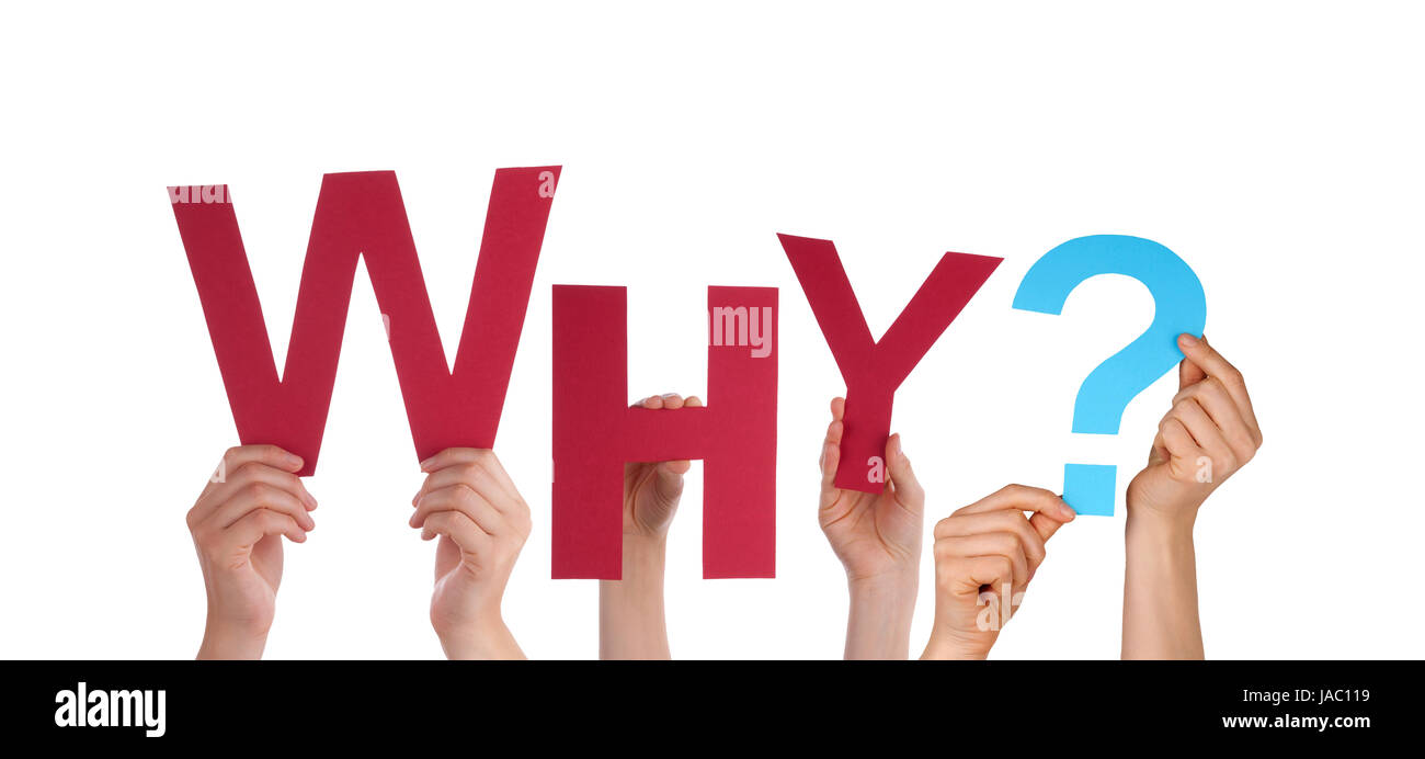 Many Hands Holding the Red Word Why, Isolated Stock Photo - Alamy