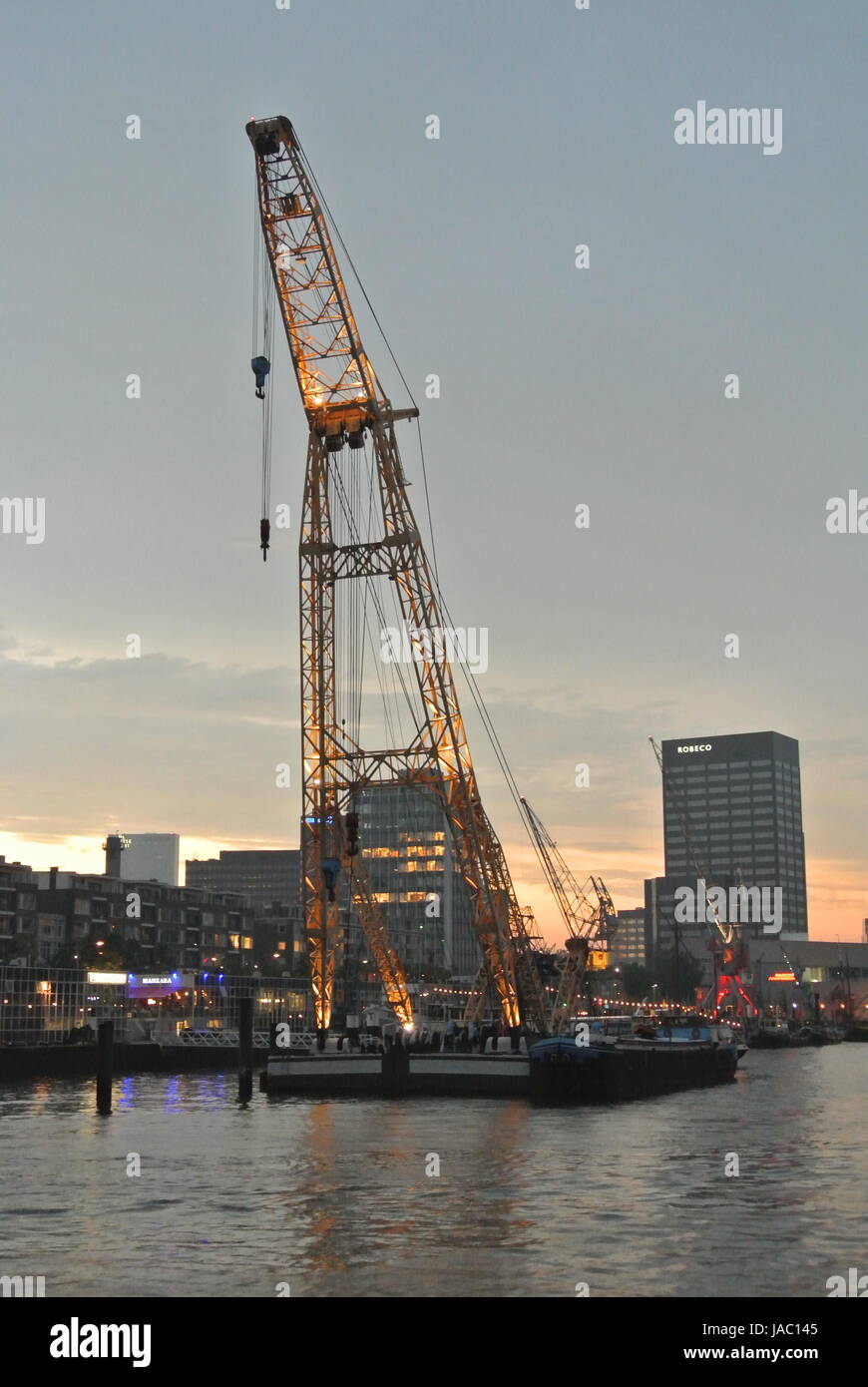 large crane barge moored near Leuvehaven, Rotterdam, Netherlands Stock ...