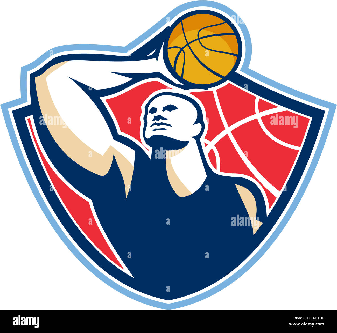 Illustration of a basketball player rebounding lay up ball set inside ...