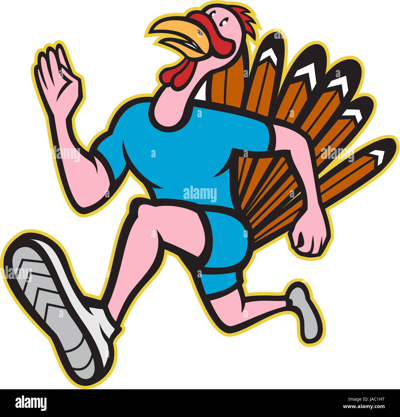 Illustration of a wild turkey run trot running runner viewed from side ...