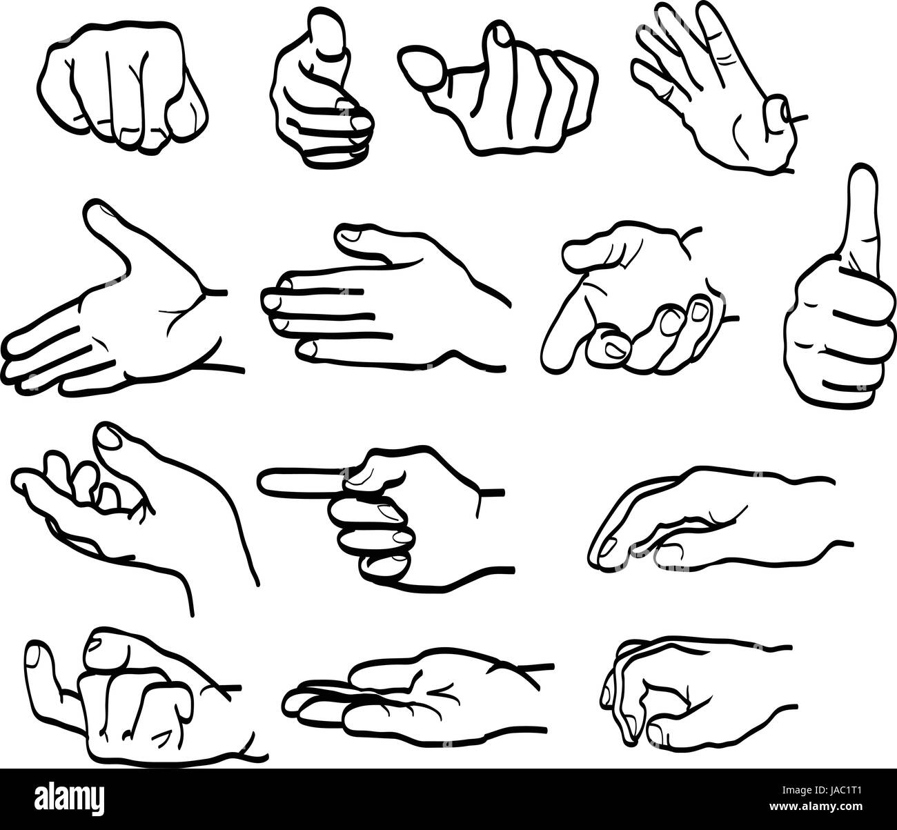 Vector set of different hand-drawn hand signs Stock Vector Image & Art ...