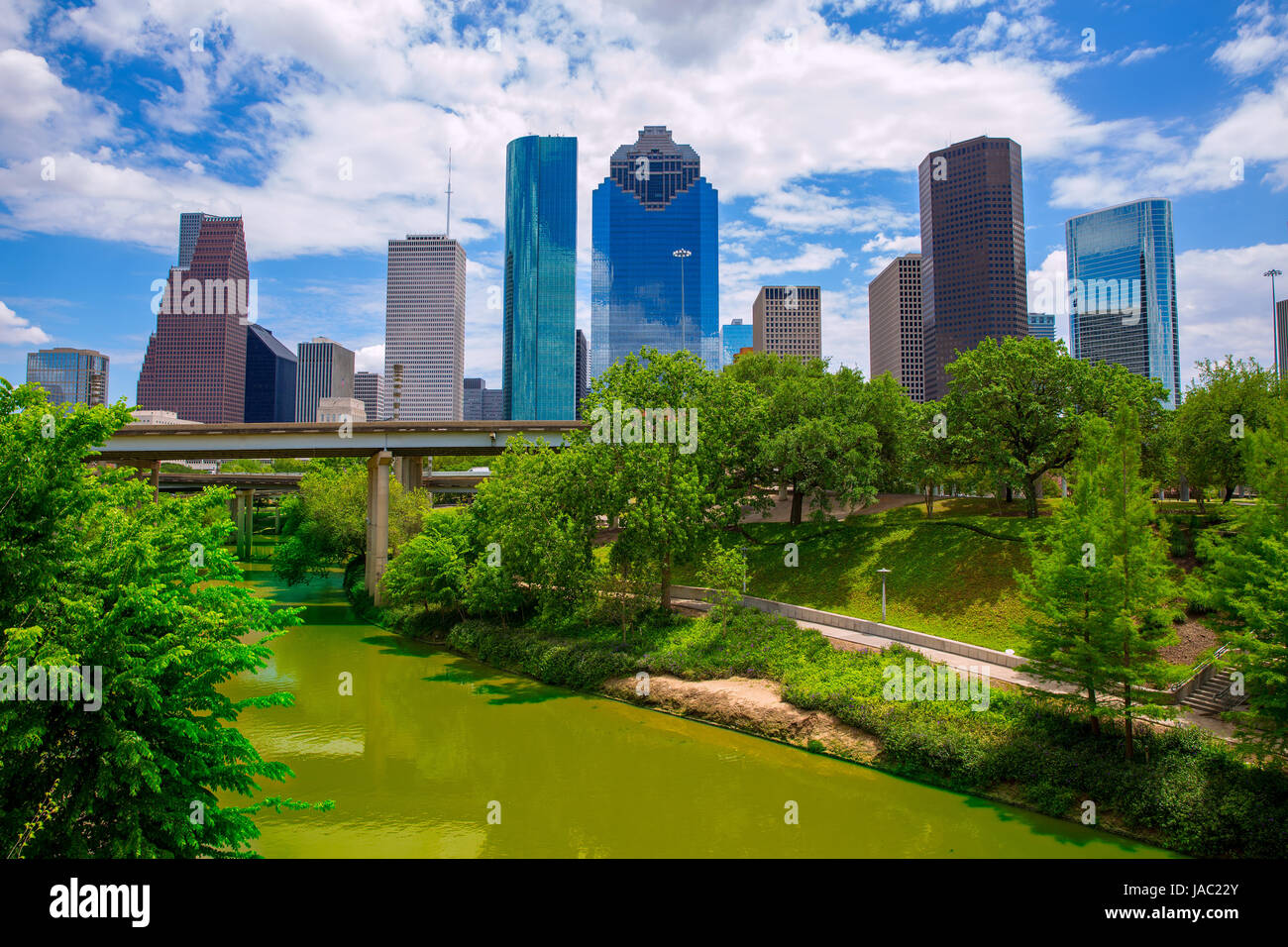Houston Texas Skyline with modern skyscapers and blue sky view from ...
