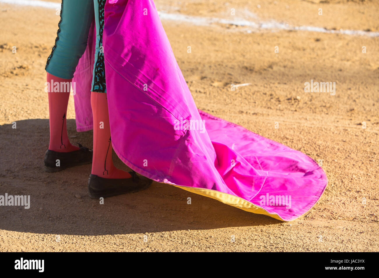 Spanish Bullfighter with the Cape in the Sabiote bullring, Sabiote ...