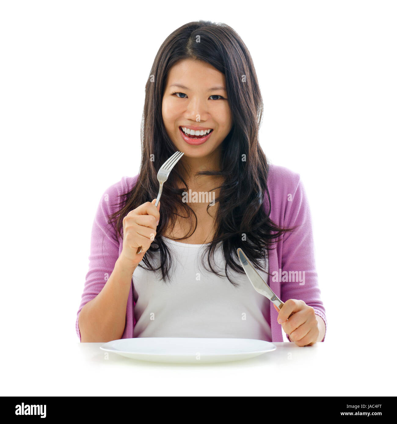 Girl fork knife Cut Out Stock Images & Pictures - Alamy