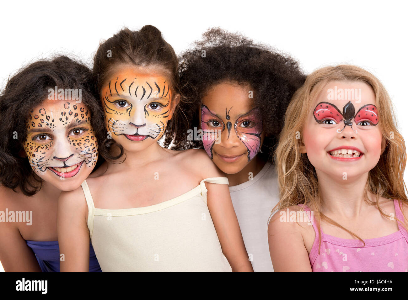 Beautiful young girls with animal painted faces Stock Photo - Alamy