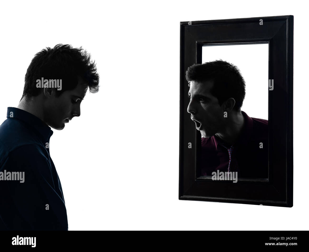 Man Looking In Mirror Sad