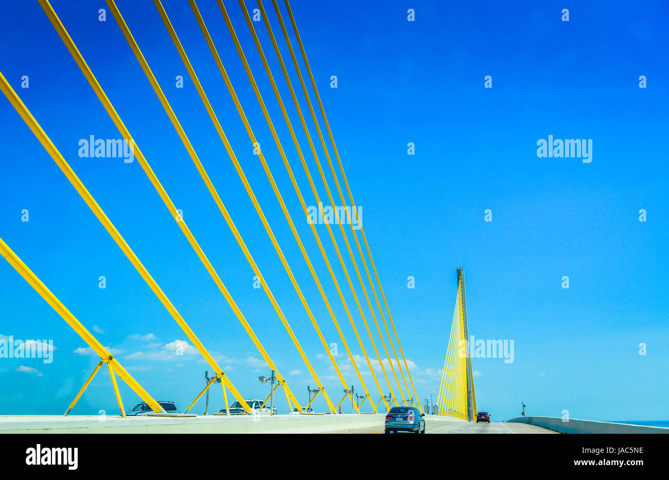 The Sunshine Skyway Bridge built over Tampa Bay is a cable stayed ...