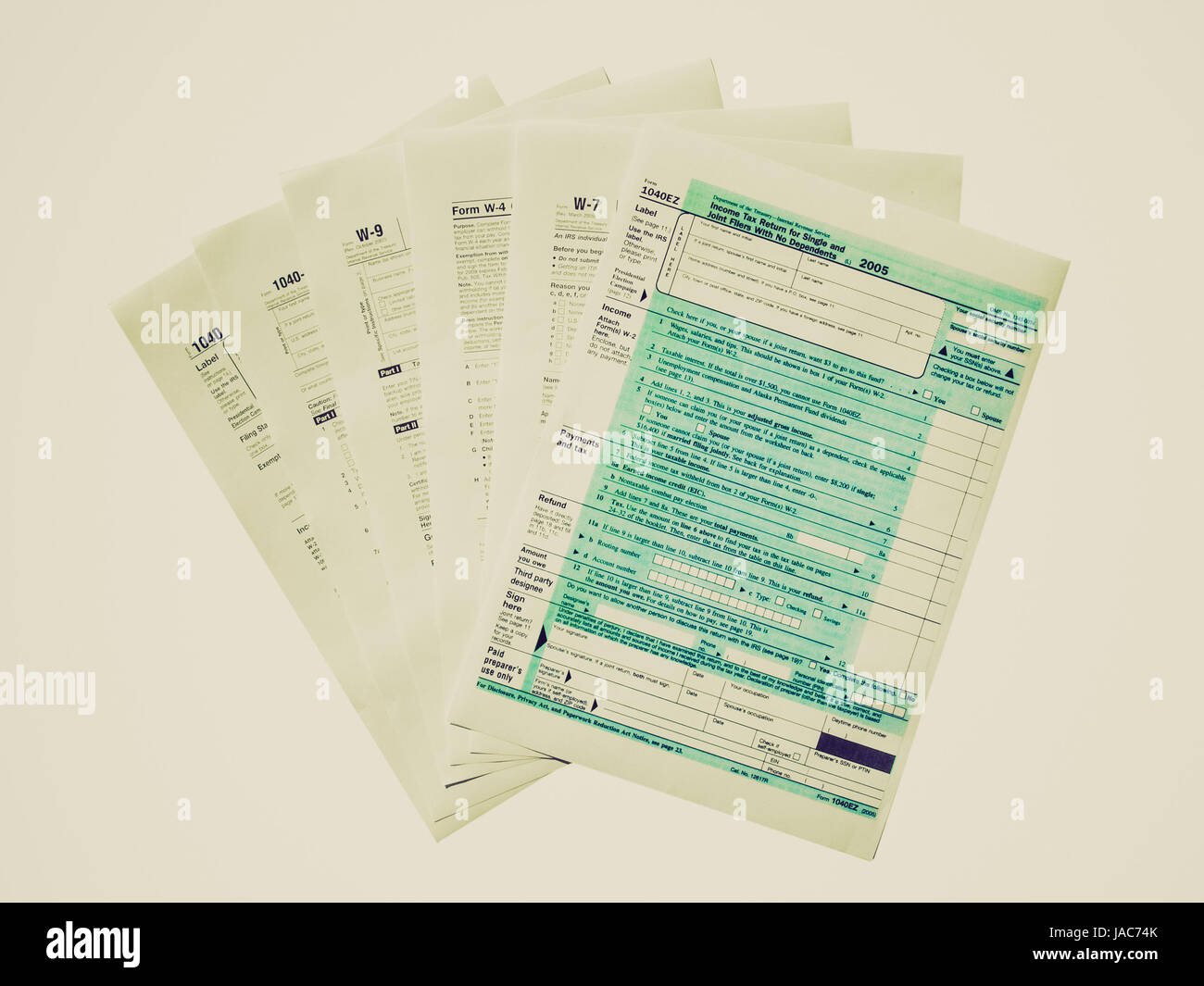Vintage looking Range of various blank USA tax forms Stock Photo - Alamy