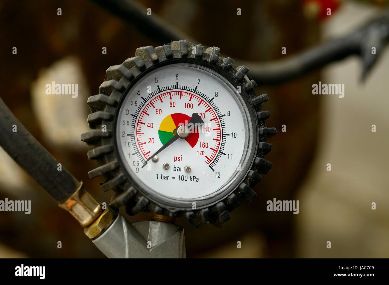 Manometer for car tyre pressure setting Stock Photo - Alamy