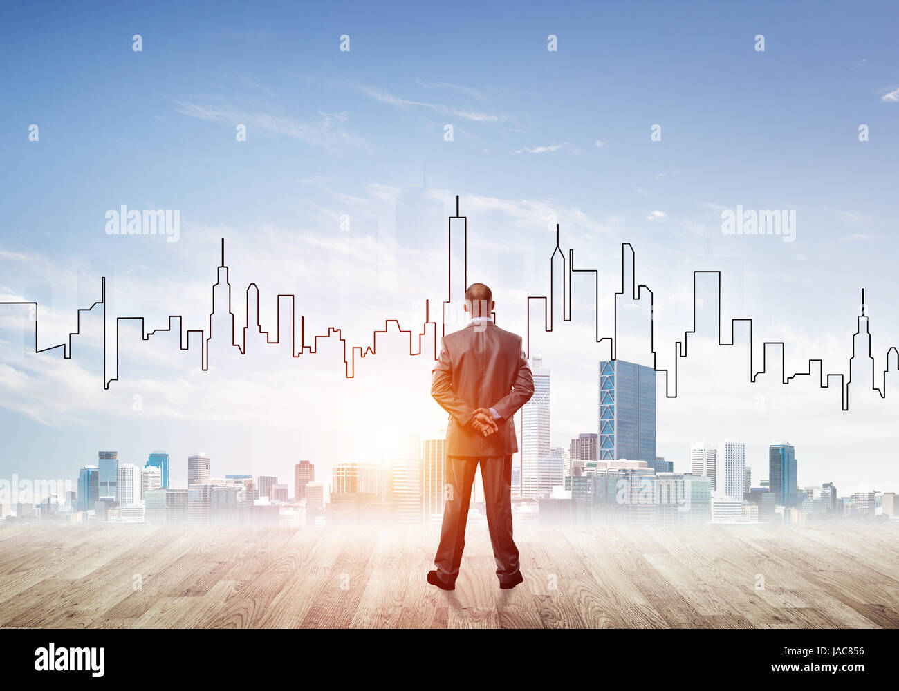 Motivation and inspiration concept with modern cityscape and ...