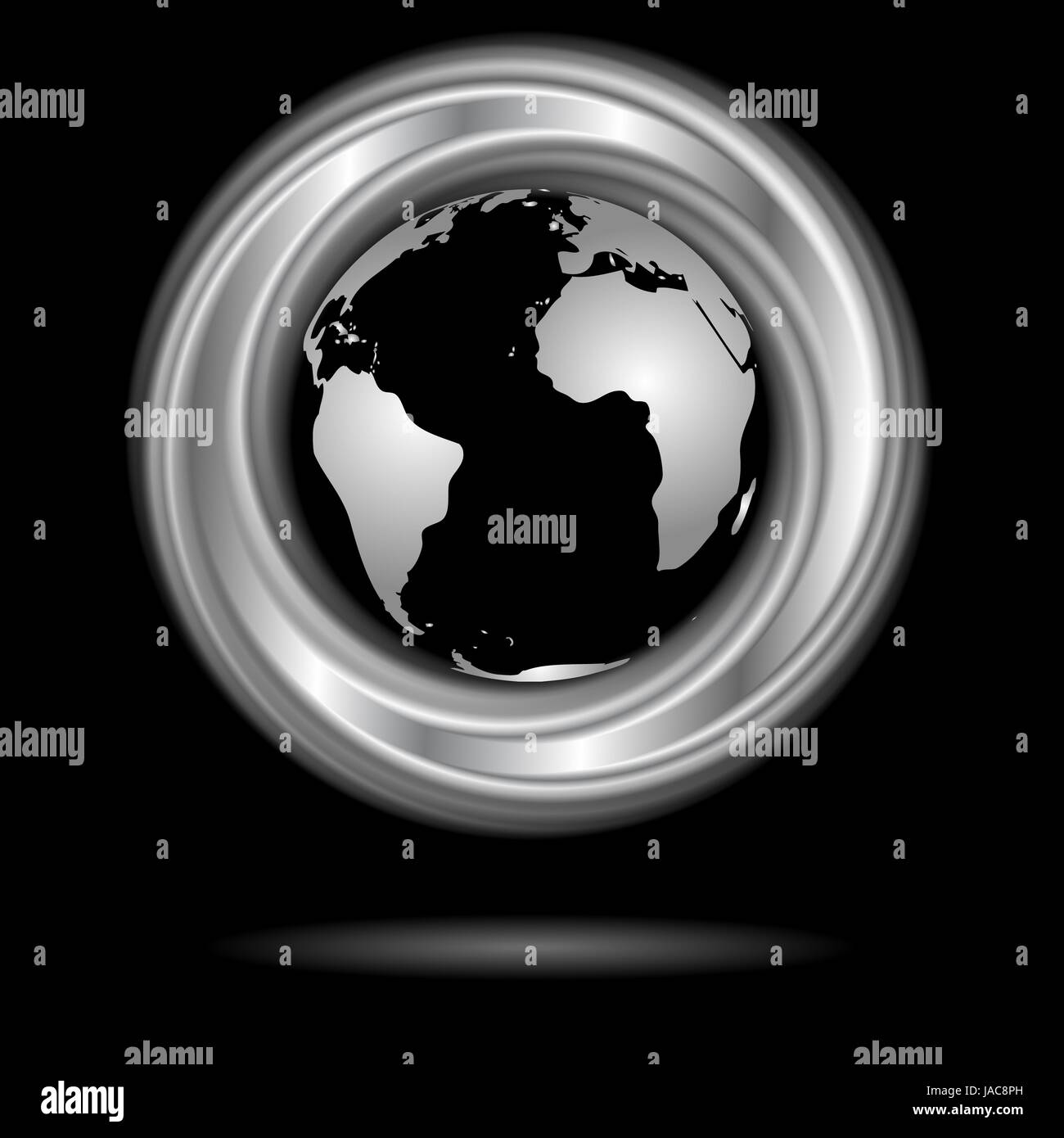 Abstract silver ring and globe. Vector logo eps 10 Stock Photo - Alamy
