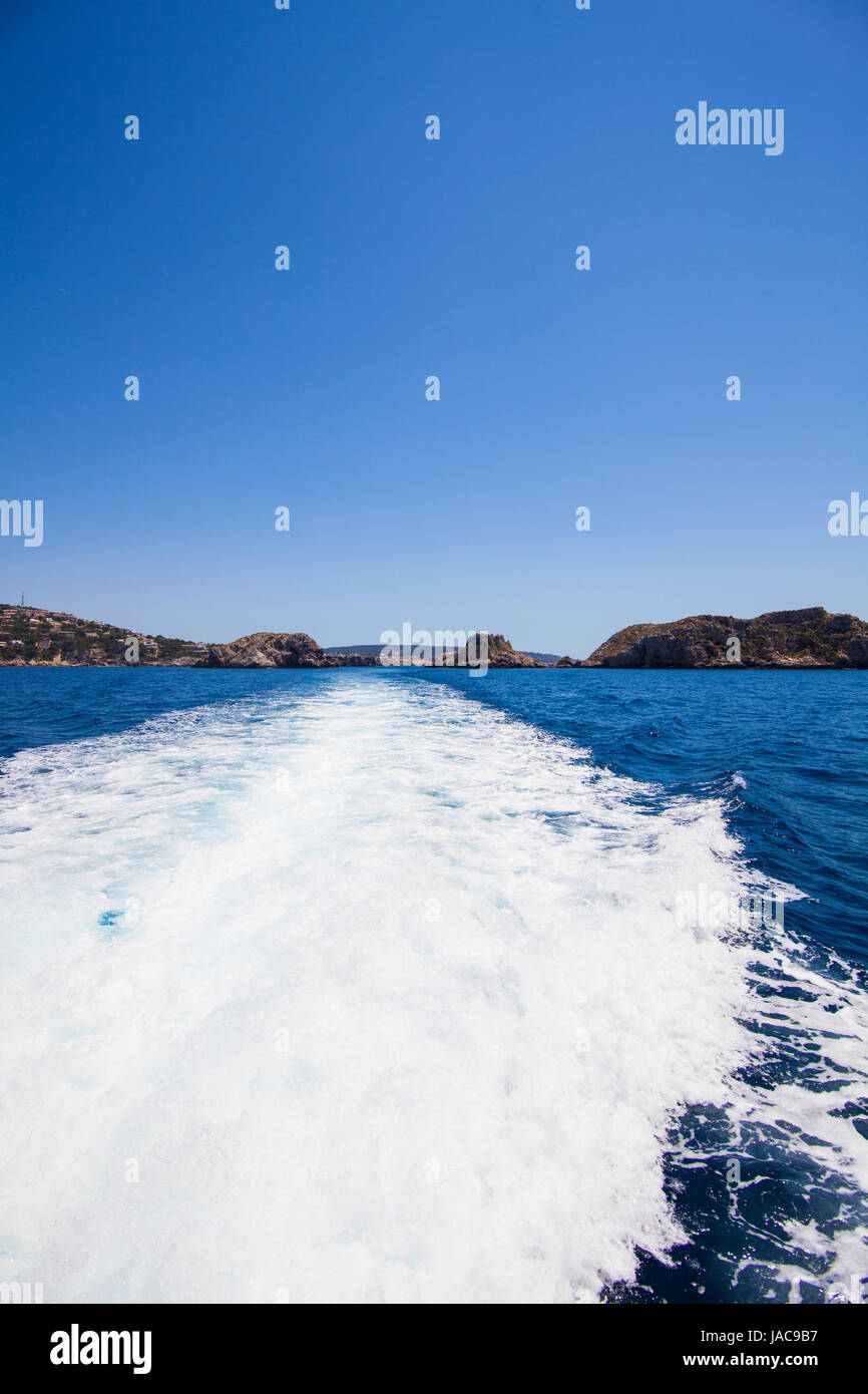 The waves from a high-speed boat. waterway. Sea Travel Stock Photo - Alamy