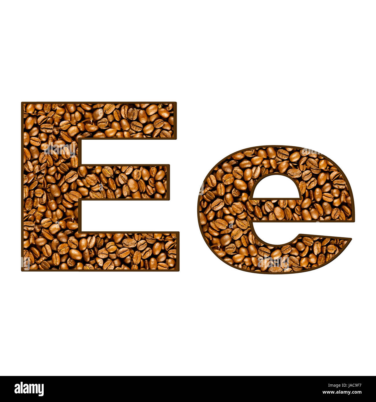 coffee letter on white. One letter of coffee alphabet. Letter E Stock ...
