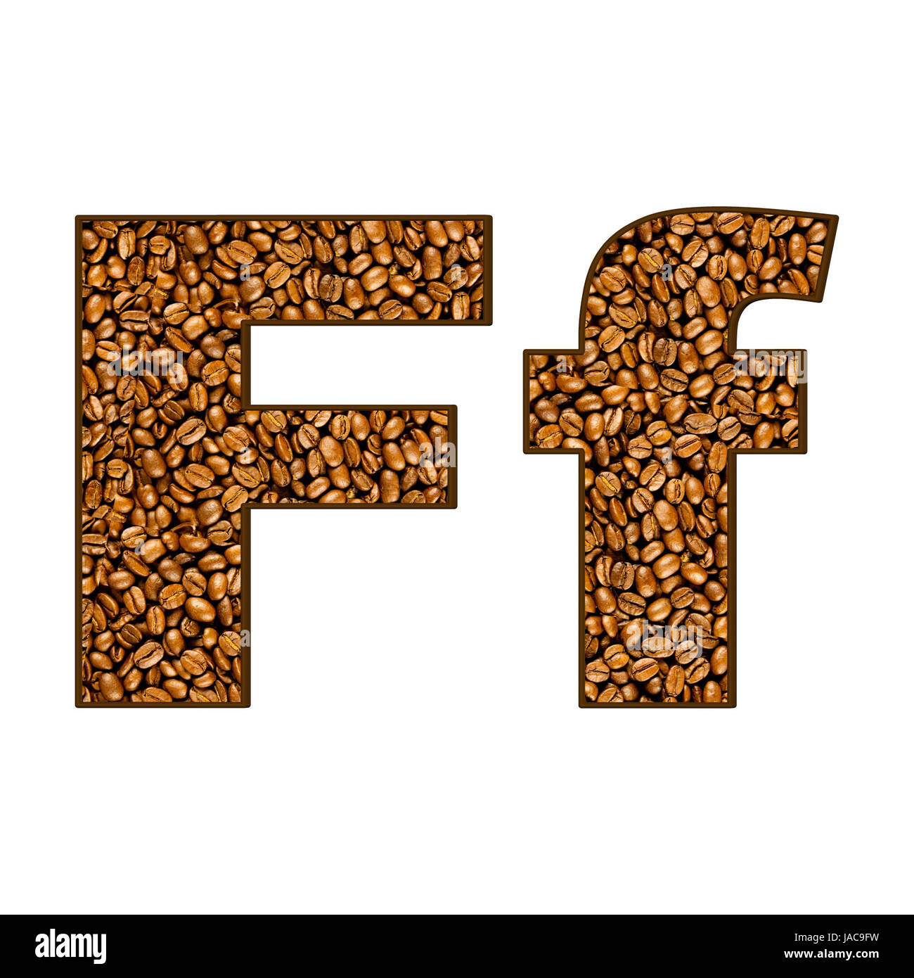 coffee letter on white. One letter of coffee alphabet. Letter F Stock ...