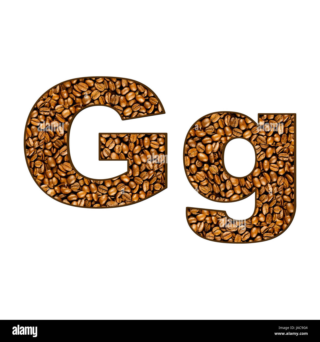 coffee letter on white. One letter of coffee alphabet. Letter G Stock ...