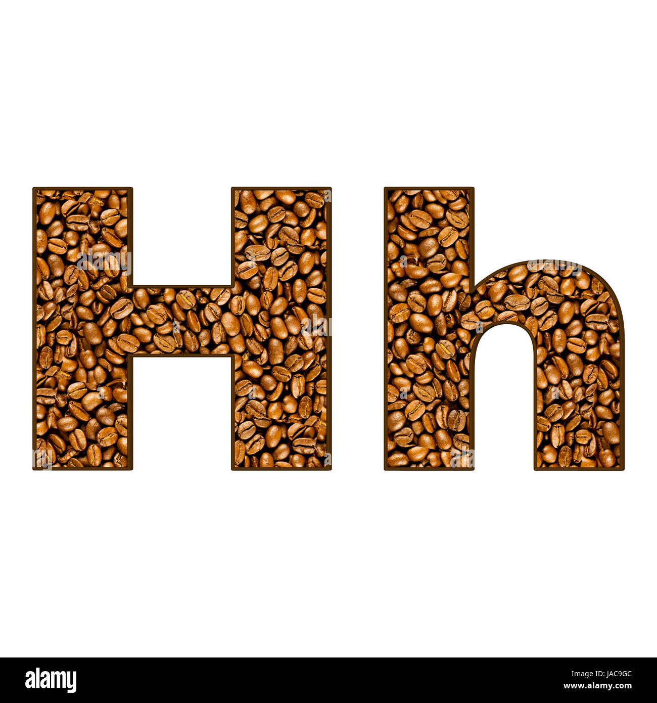 coffee letter on white. One letter of coffee alphabet. Letter H Stock ...