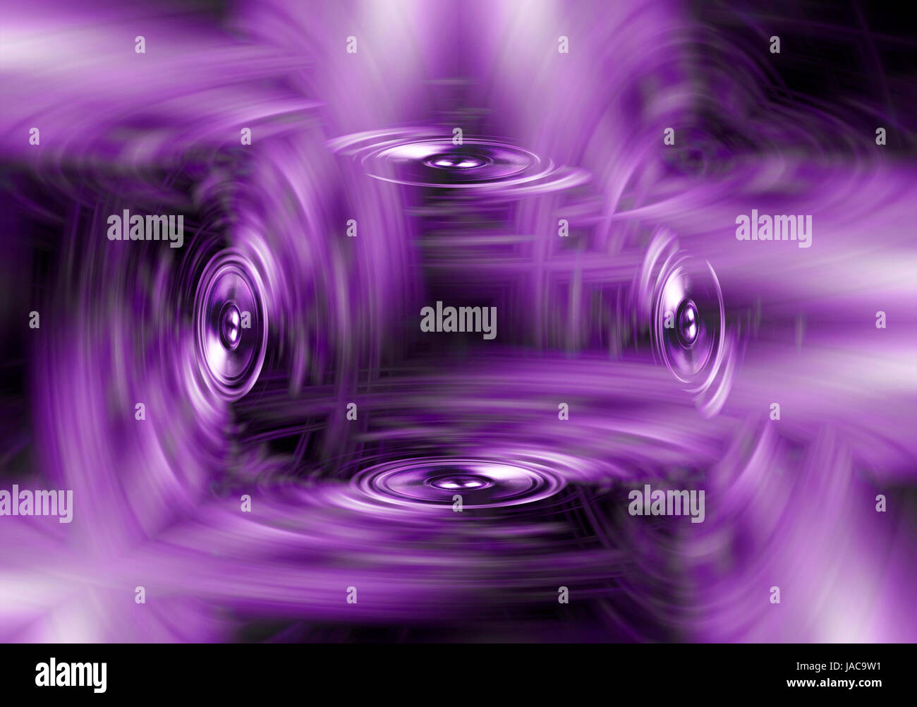 Audio speakers on swirling purple background Stock Photo - Alamy