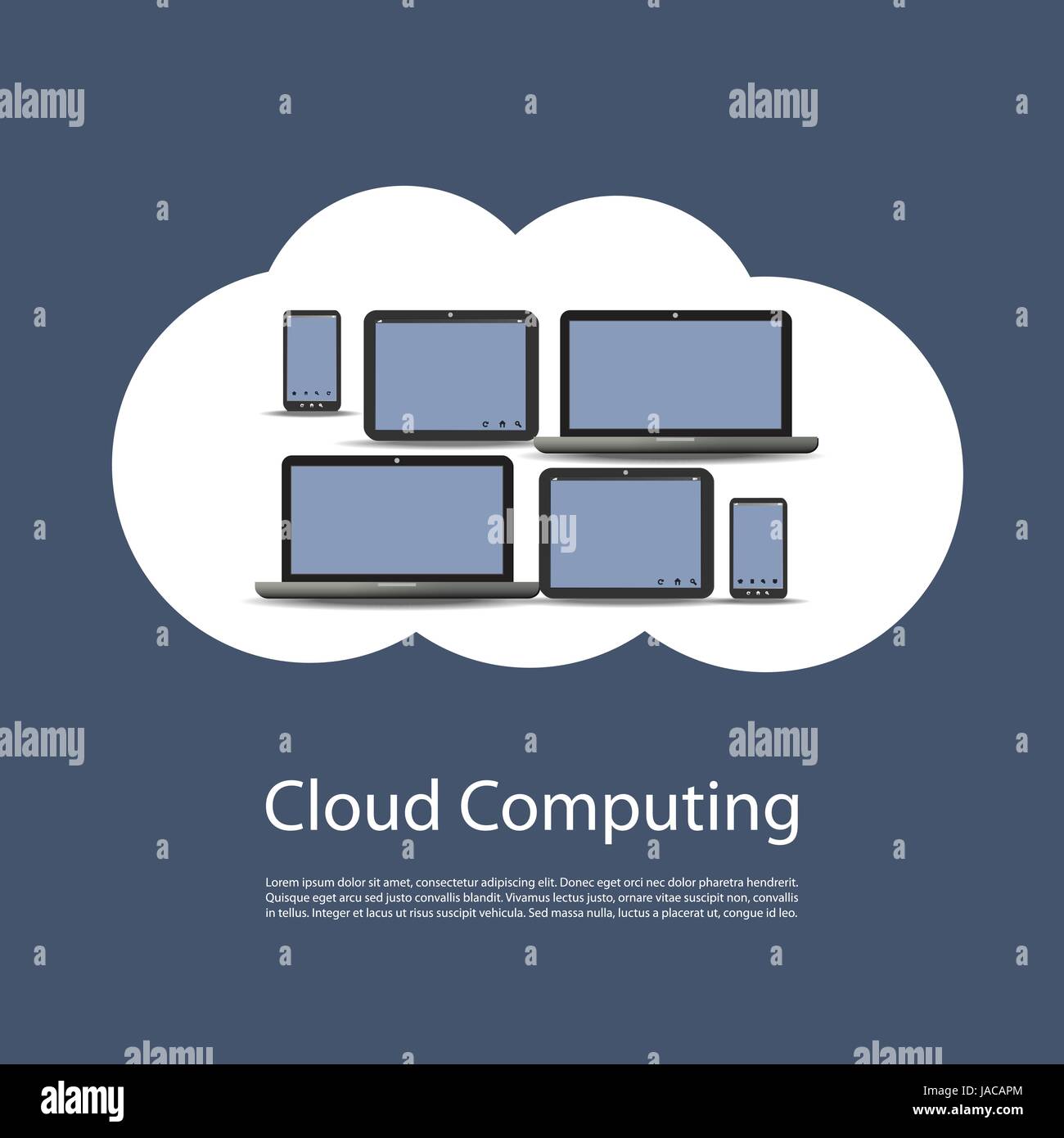 Colorful Cloud Computing Concept Design for Business and IT with Mobile Computing Devices ...