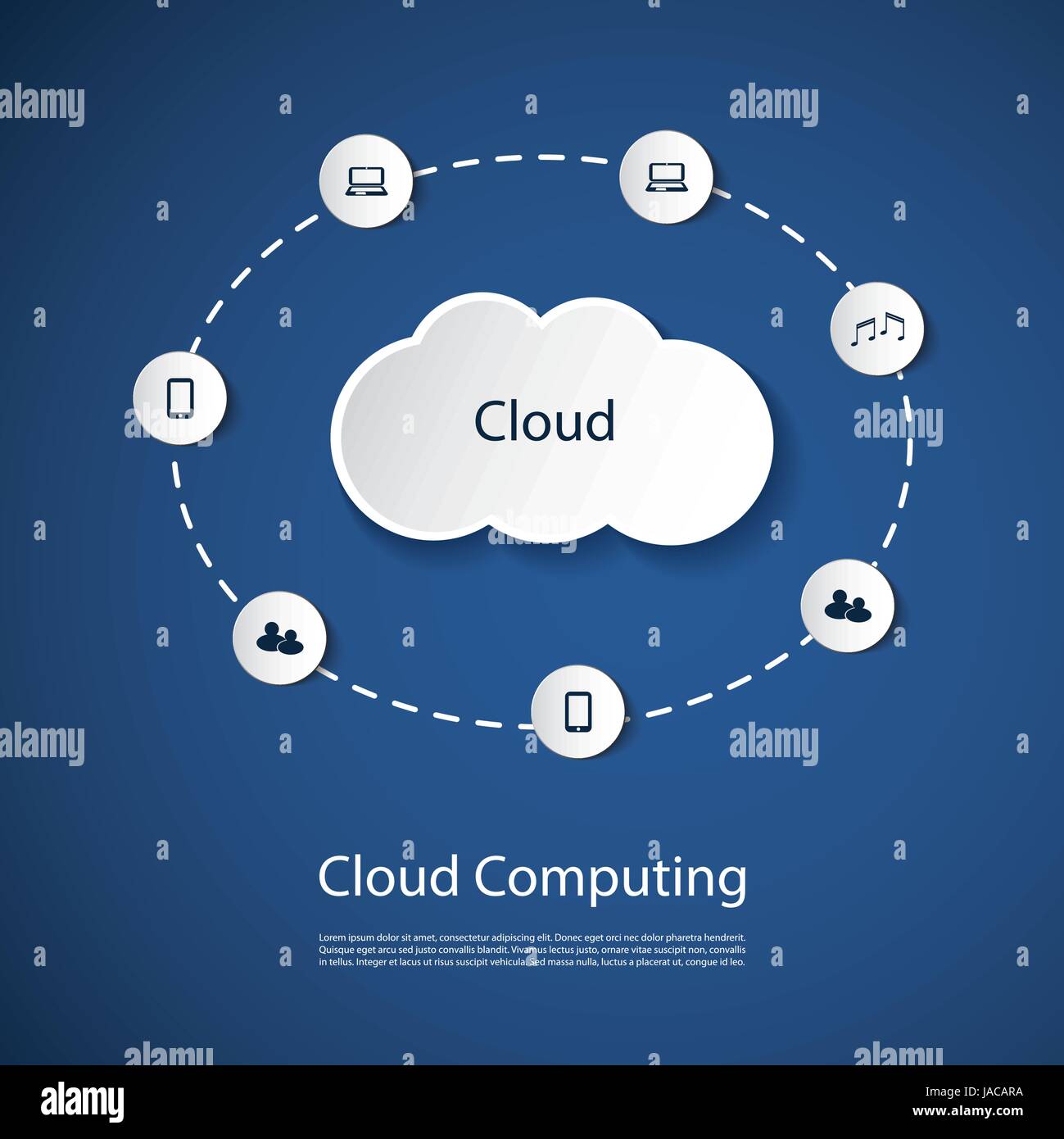 Blue Cloud Computing Concept Design - Illustration in Editable Vector Format Stock Vector Image ...