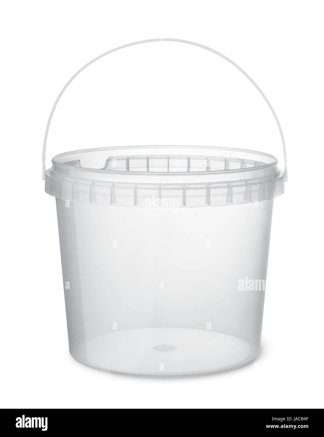 Clear plastic food bucket isolated on white Stock Photo - Alamy