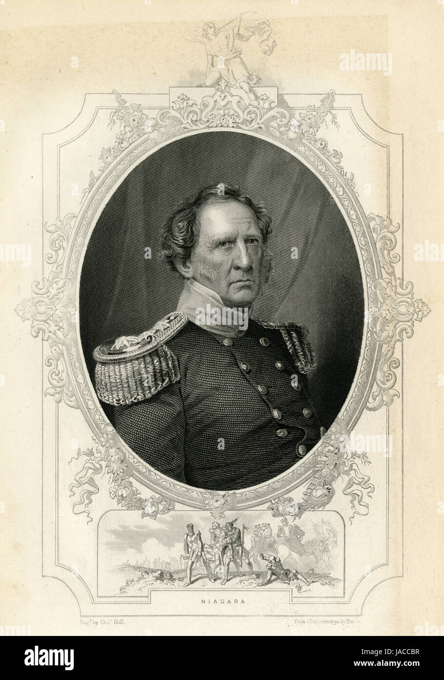 Antique c1860 engraving, Winfield Scott. Winfield Scott (1786-1866) was ...