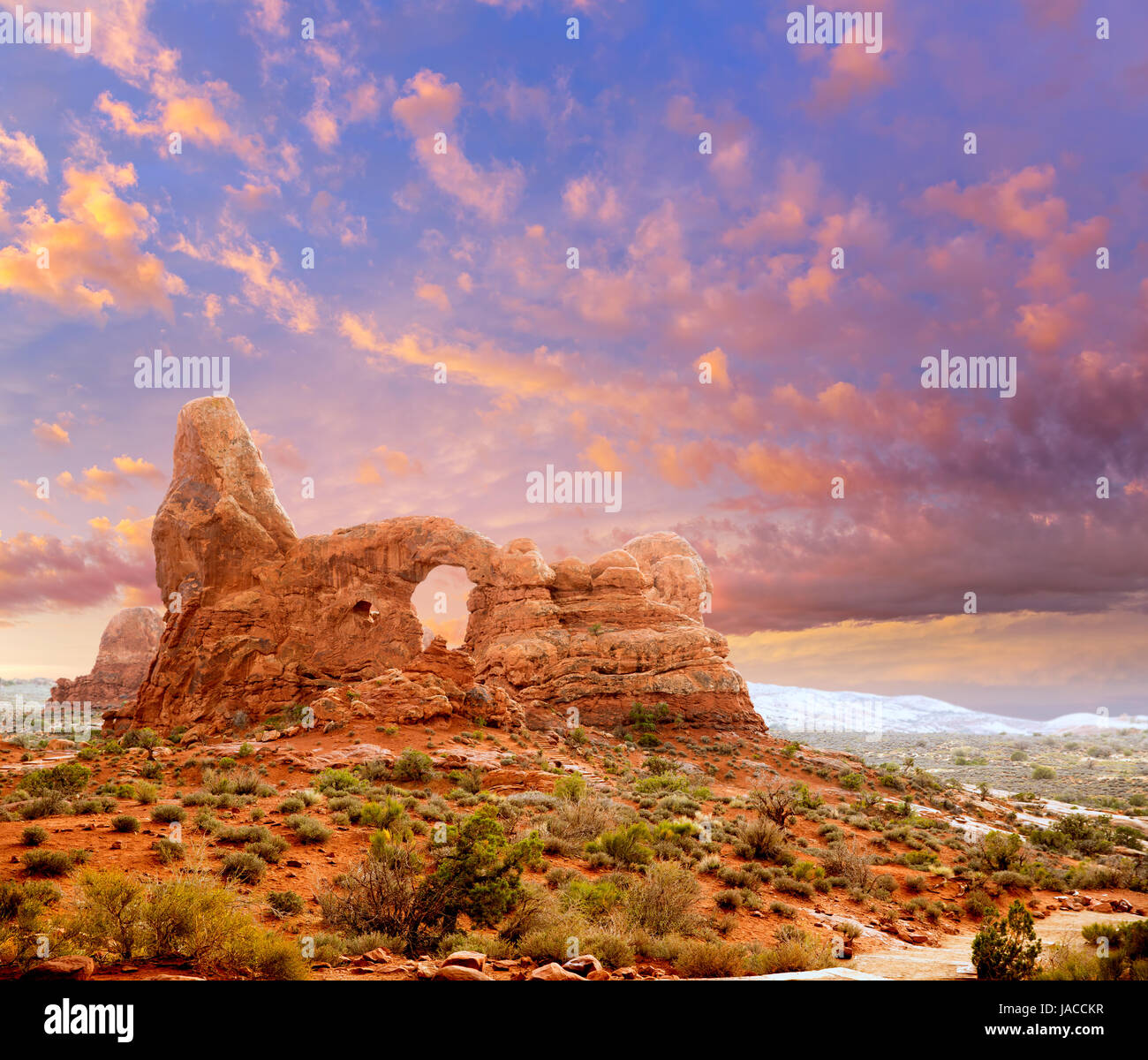 Arches National Park Turret Arch in Moab Utah USA Stock Photo - Alamy