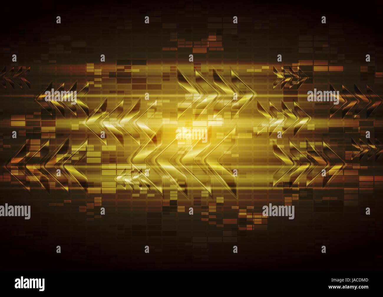 Dark yellow tech design with abstract glossy arrows. Vector background ...