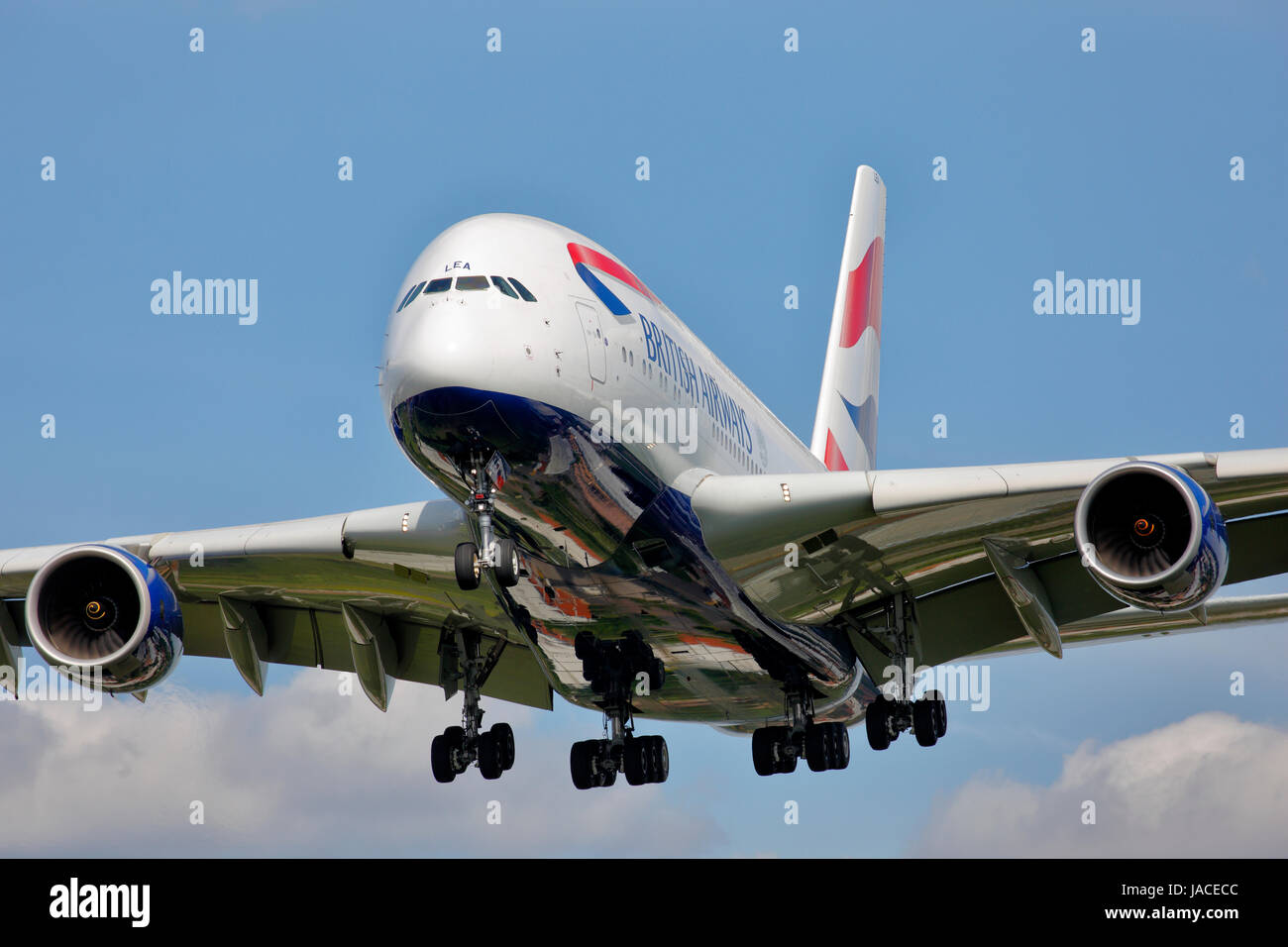G-XLEA British Airways Airbus A380-800 cn-095 arriving London Heathrow ...