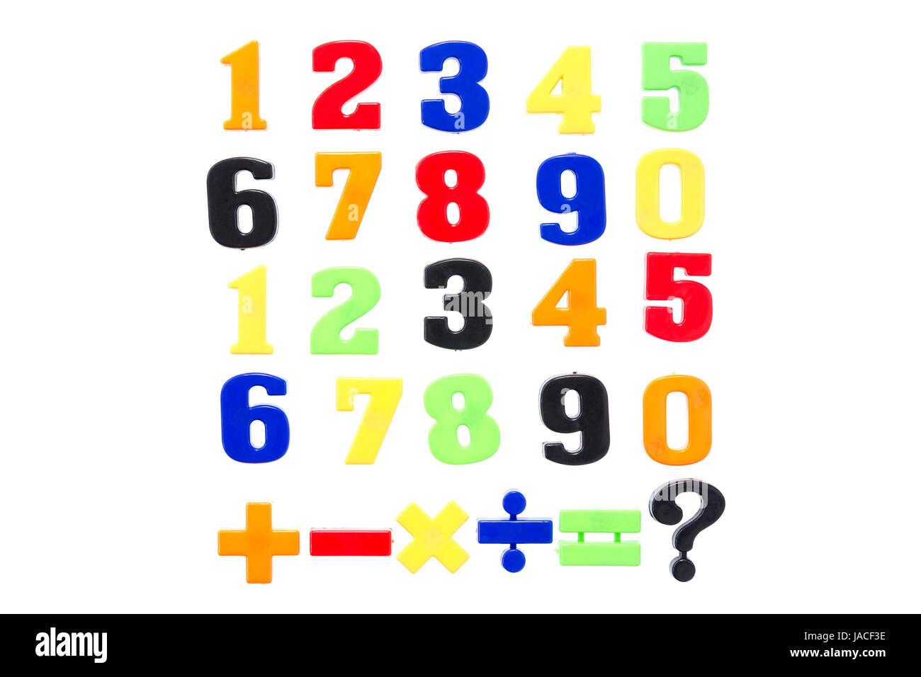 Colorful plastic numbers isolated on white background Stock Photo - Alamy