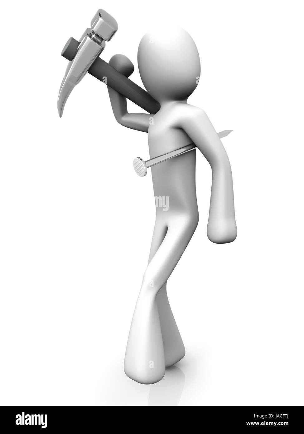 A cartoon craftsman with tools. 3D rendered Illustration. Isolated on ...