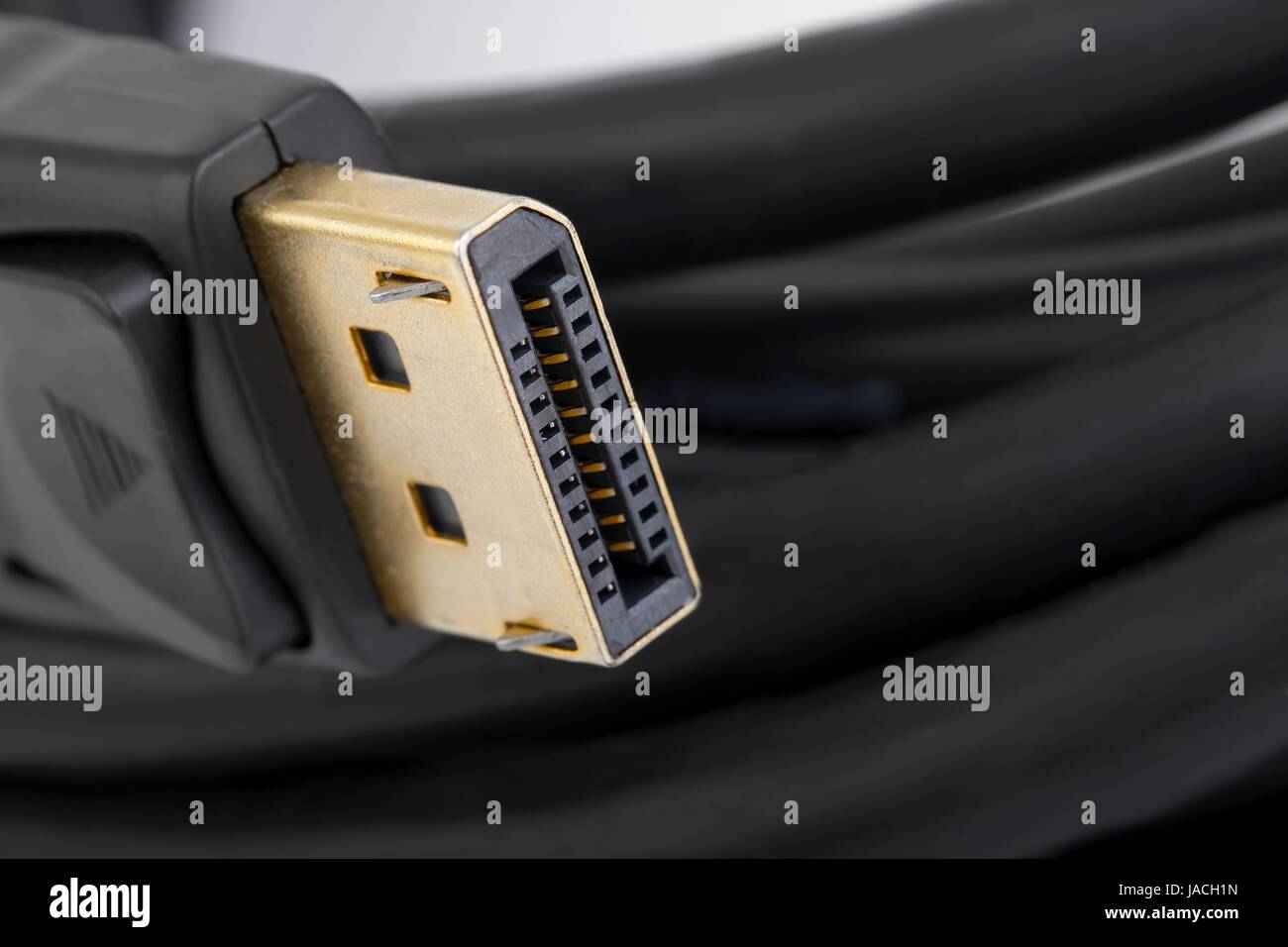 Display cable gold plated connector Stock Photo - Alamy