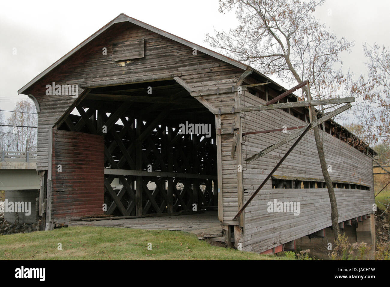 Ancient covered bridge located in Warwick, Quebec Canada Stock Photo ...