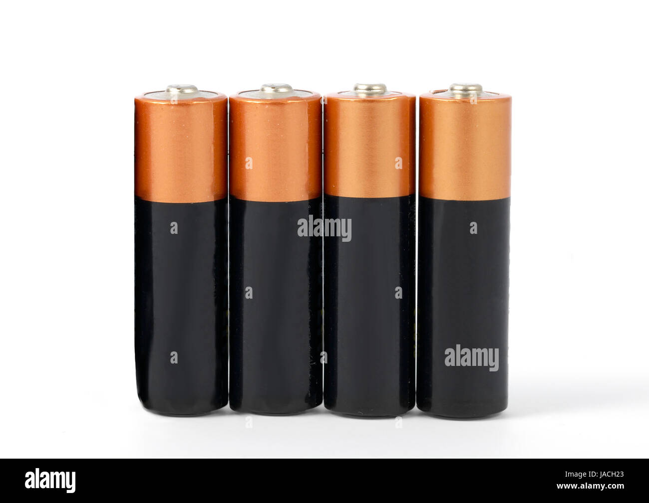A set a of AA size batteries on white background Stock Photo - Alamy