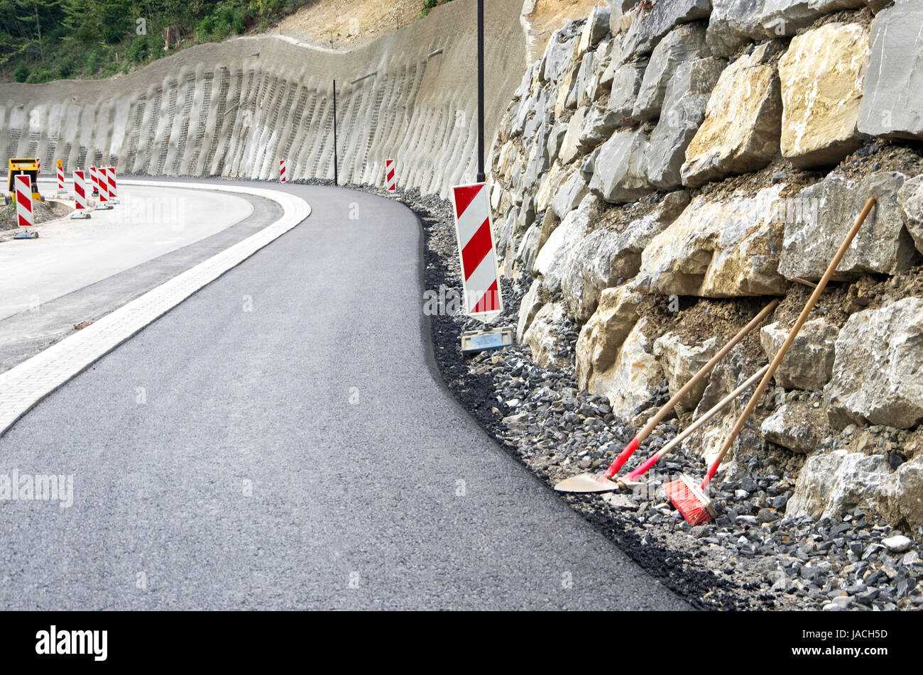 road construction site with work tools in germany Stock Photo - Alamy