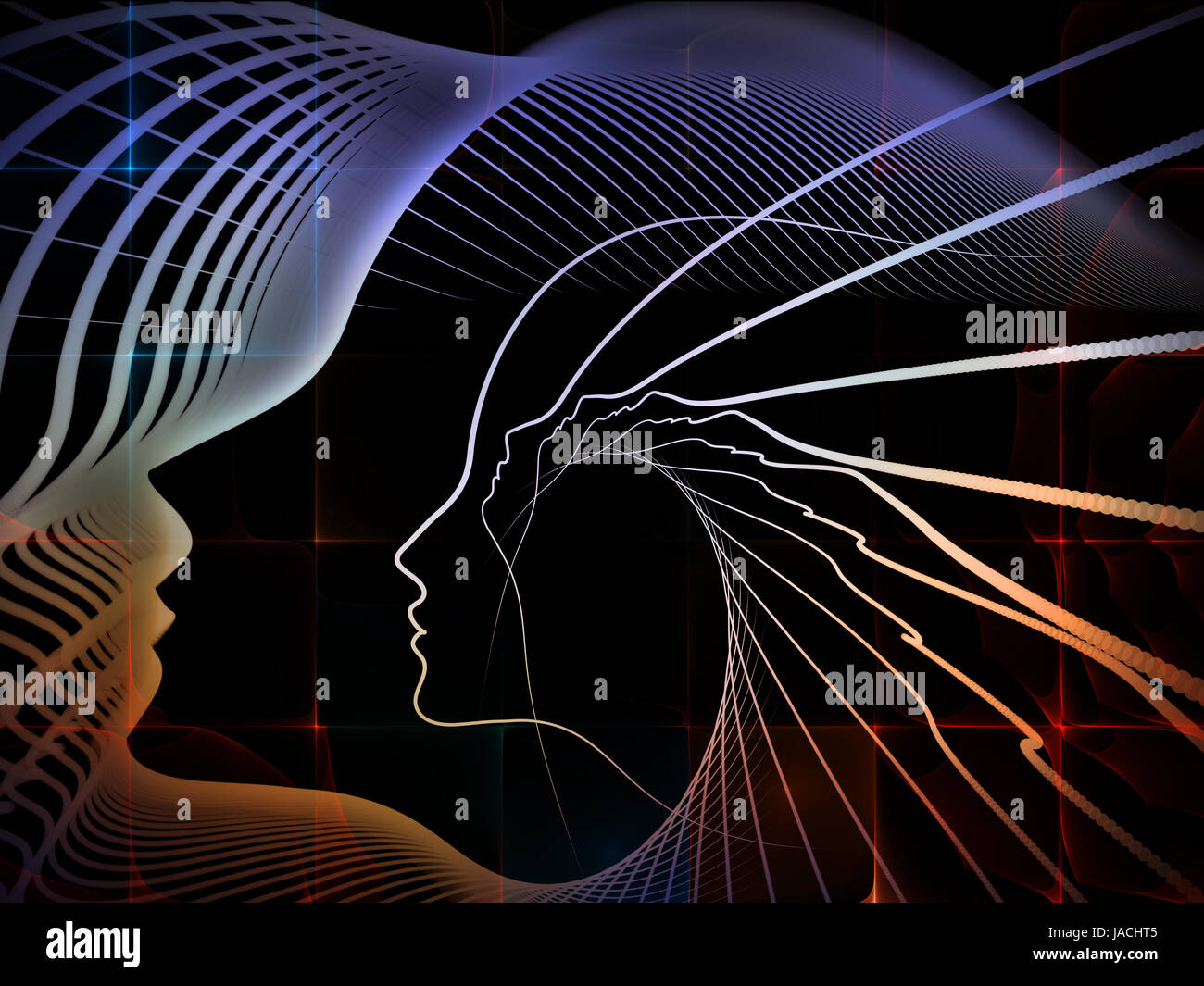 Geometry of Soul series. Abstract design made of profile lines of human ...