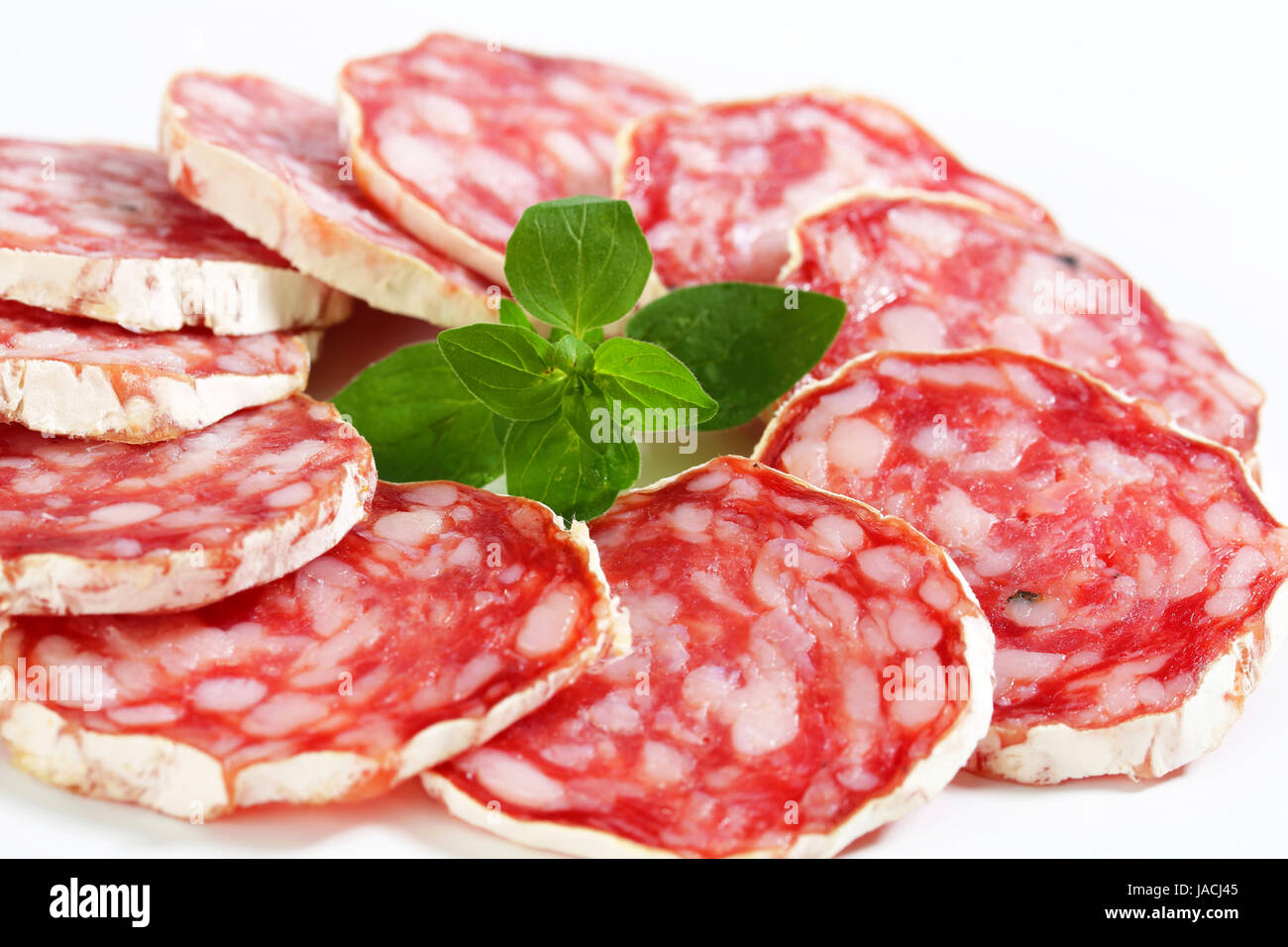 Sliced French Saucisson Sec - studio shot Stock Photo - Alamy