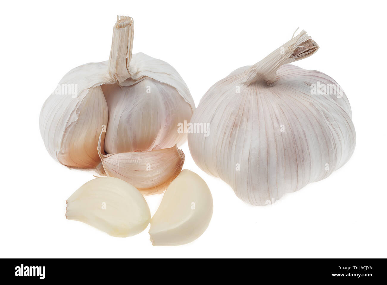 Garlic head and cloves isolated on white background Stock Photo - Alamy
