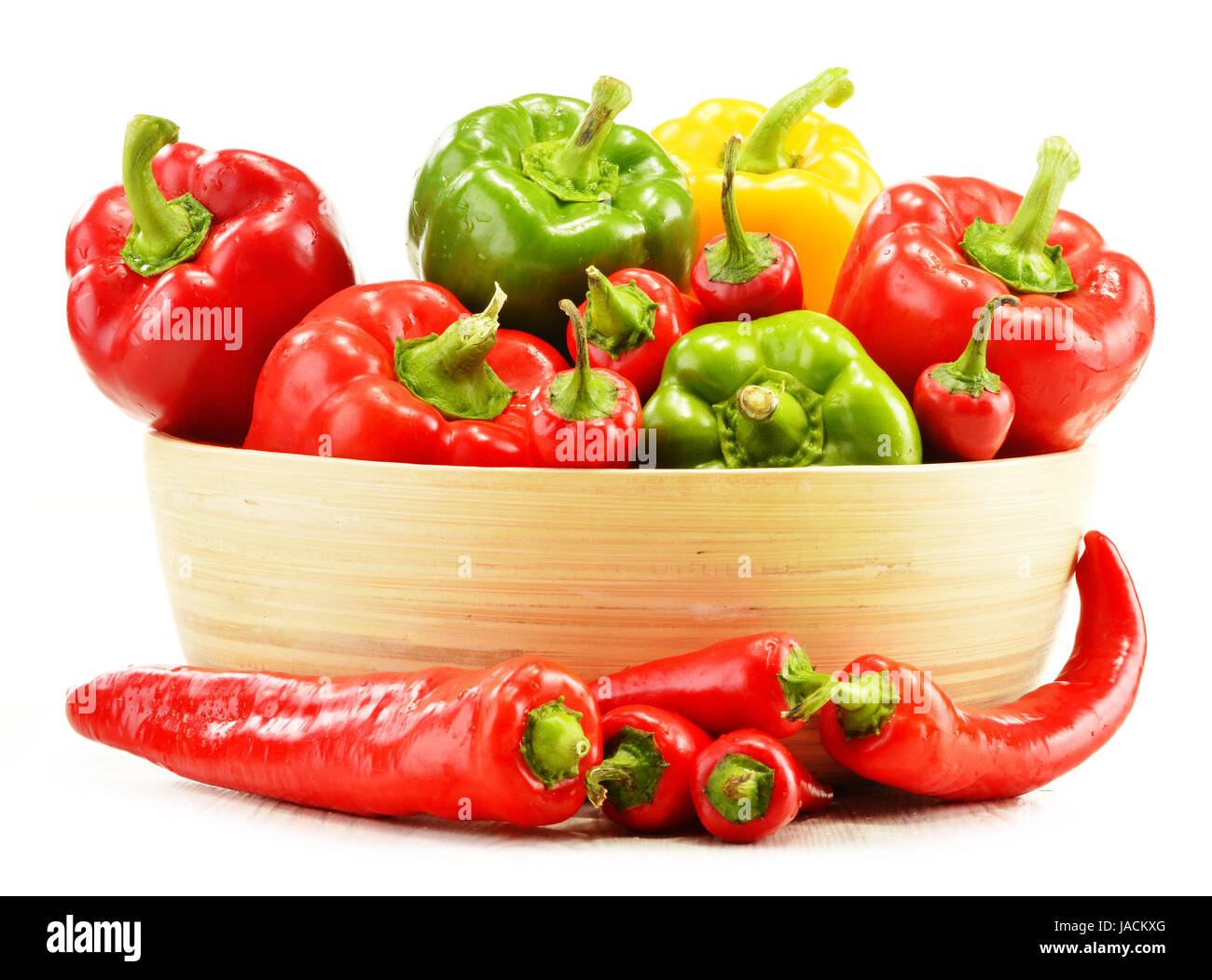 Composition with assorted peppers isolated on white background Stock ...