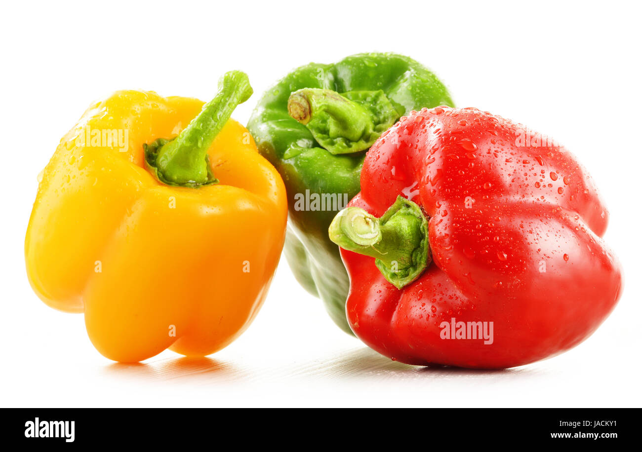 Composition with assorted peppers isolated on white background Stock ...