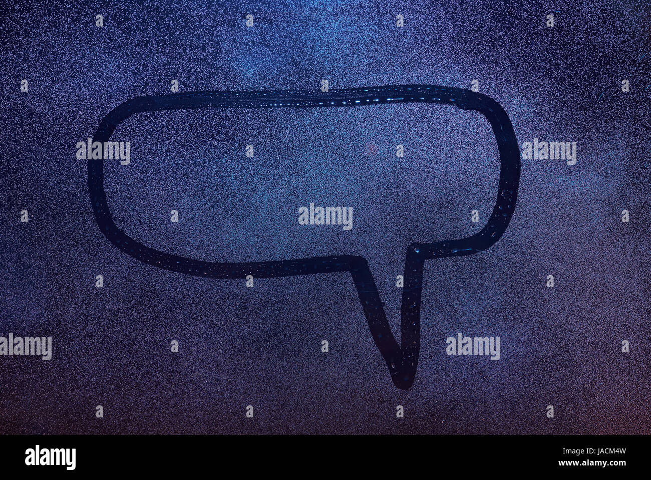 Dialog message chat box draw on frozen window glass background. Message ...