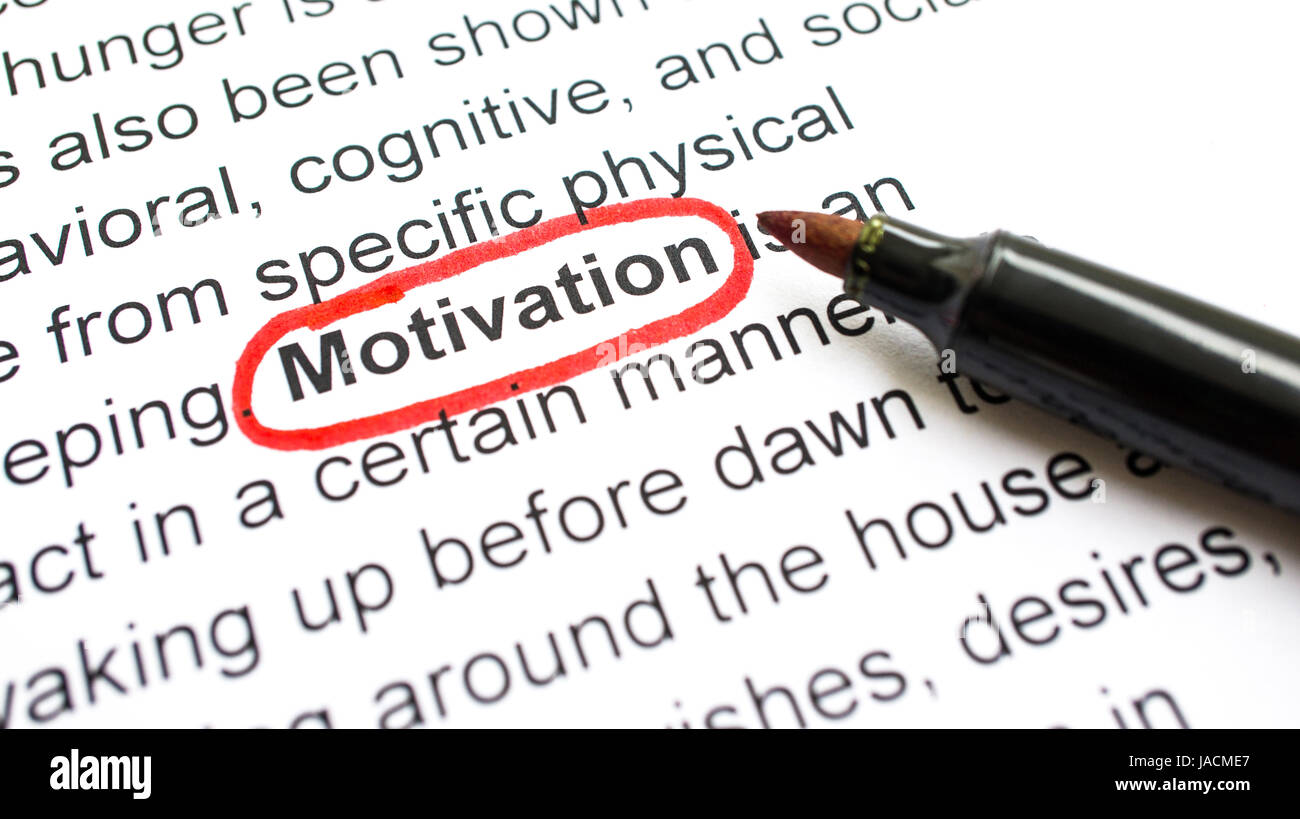 Motivation explanation with heading circled in red Stock Photo - Alamy