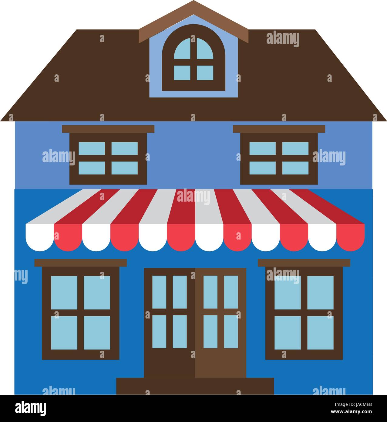 light color silhouette of facade store building with two floors and ...