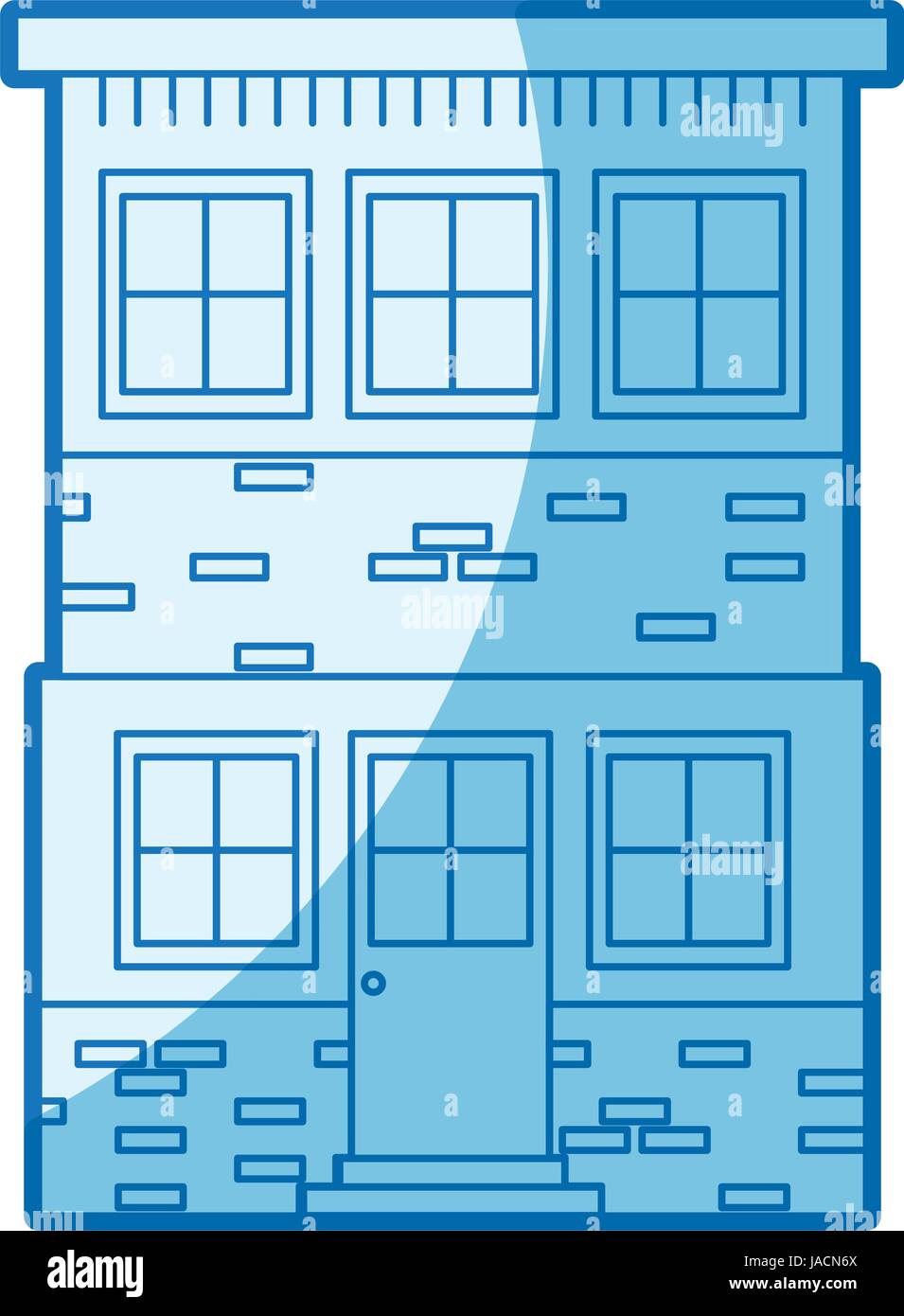 blue shading silhouette house of two floors Stock Vector Image & Art ...