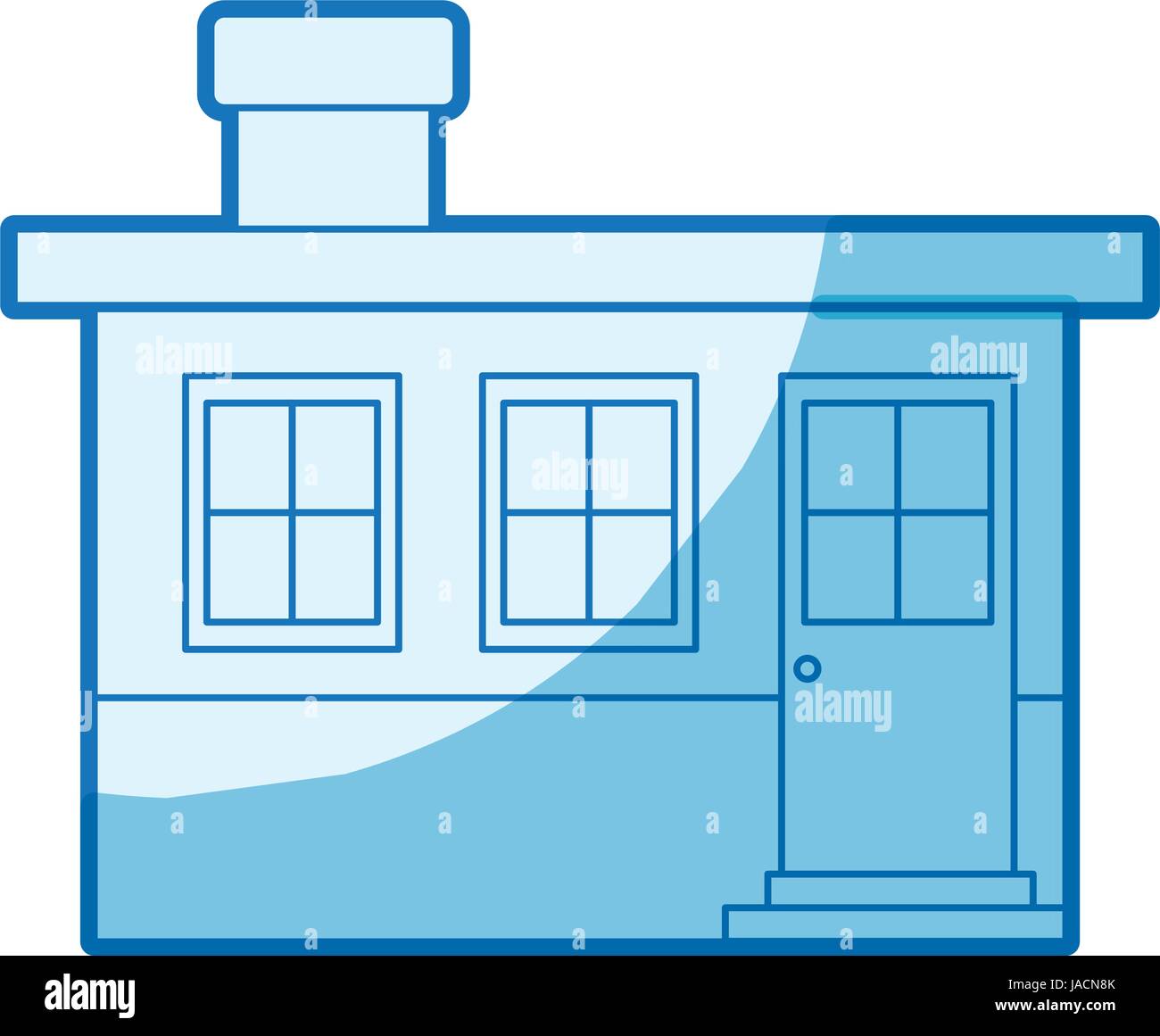 blue shading silhouette small house facade with chimney Stock Vector ...