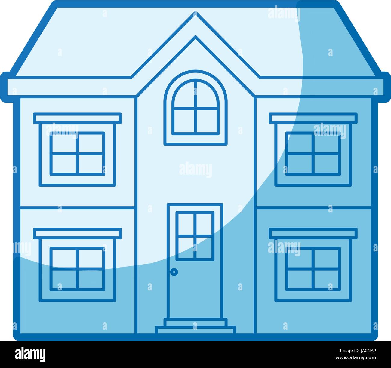 blue shading silhouette facade house of two floors Stock Vector Image ...