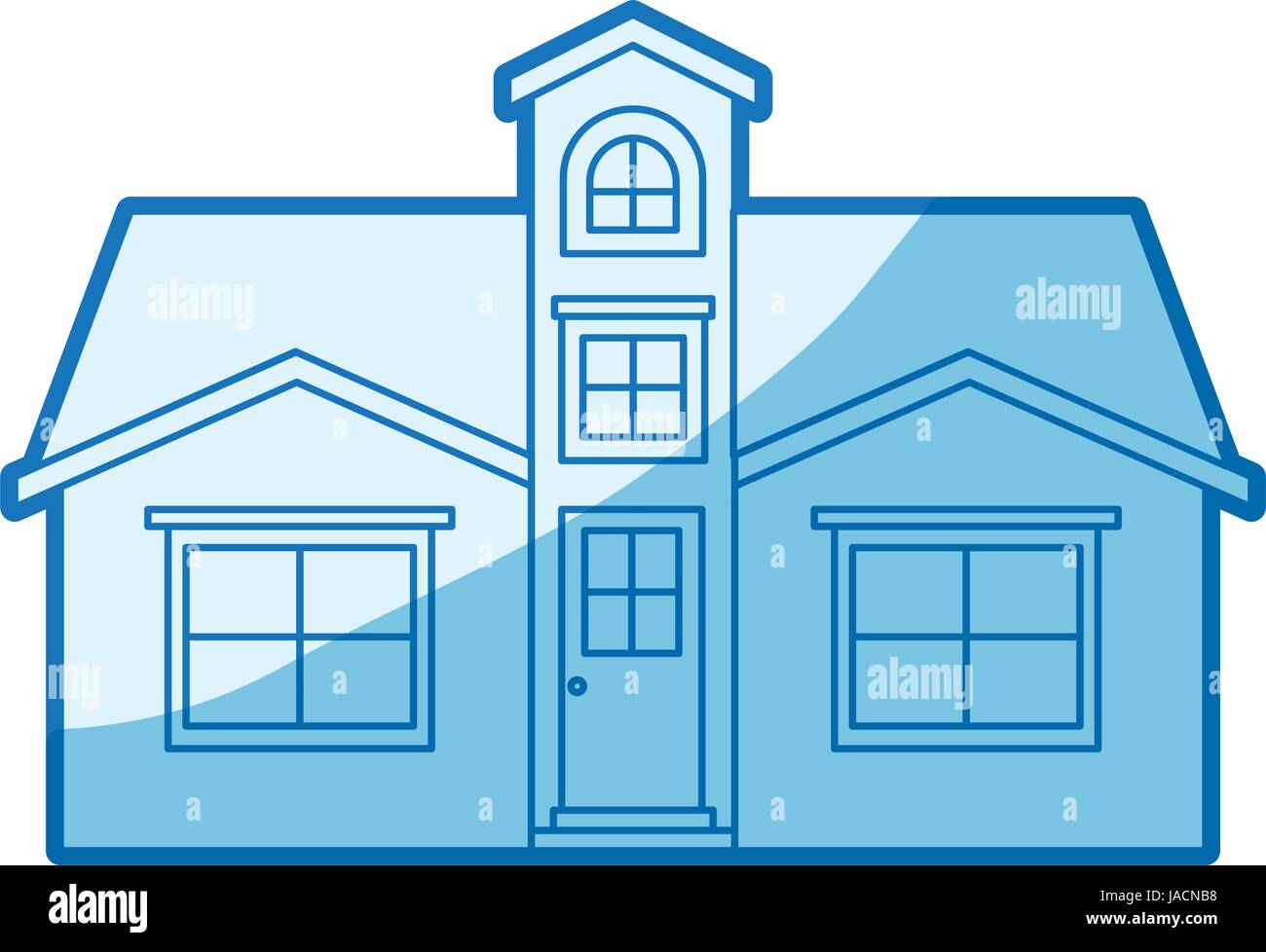 blue shading silhouette facade house with attic Stock Vector Image ...