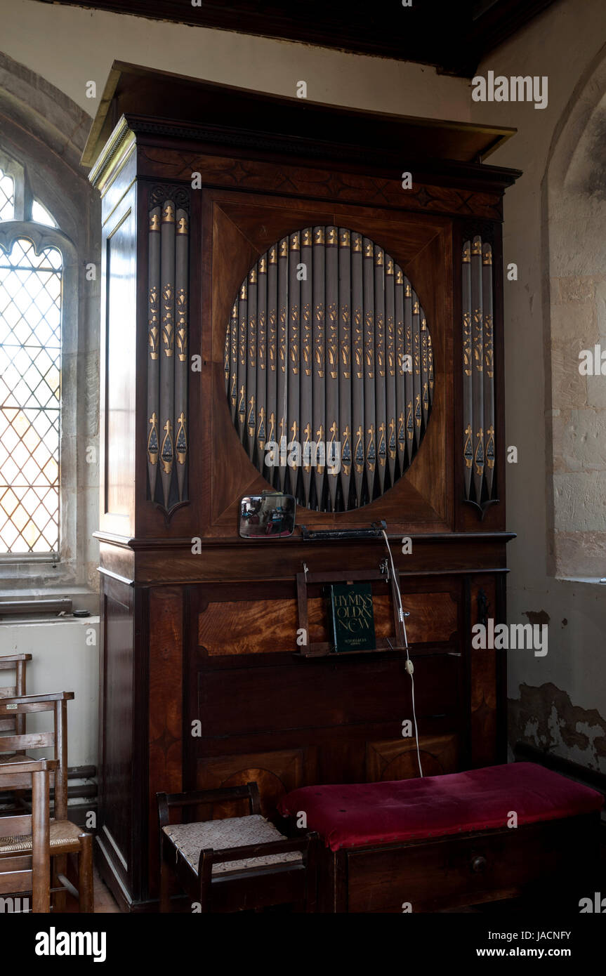 The organ in St. Mary the Virgin Church, Thornborough, Buckinghamshire ...