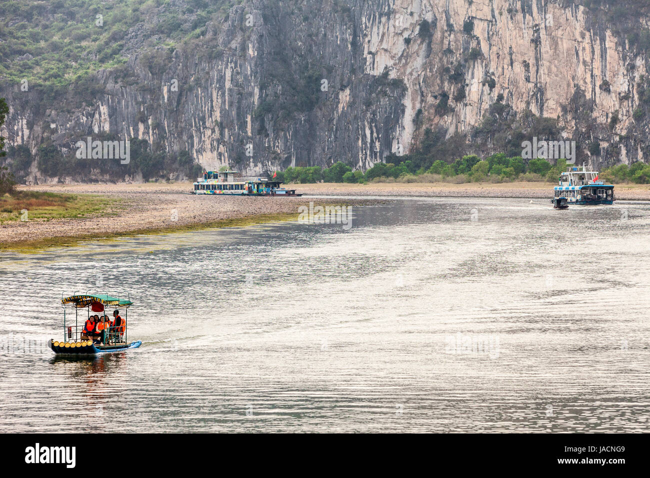 Li River Cruise, Guangxi Region, China. Water Taxi Going Upriver, Tour ...