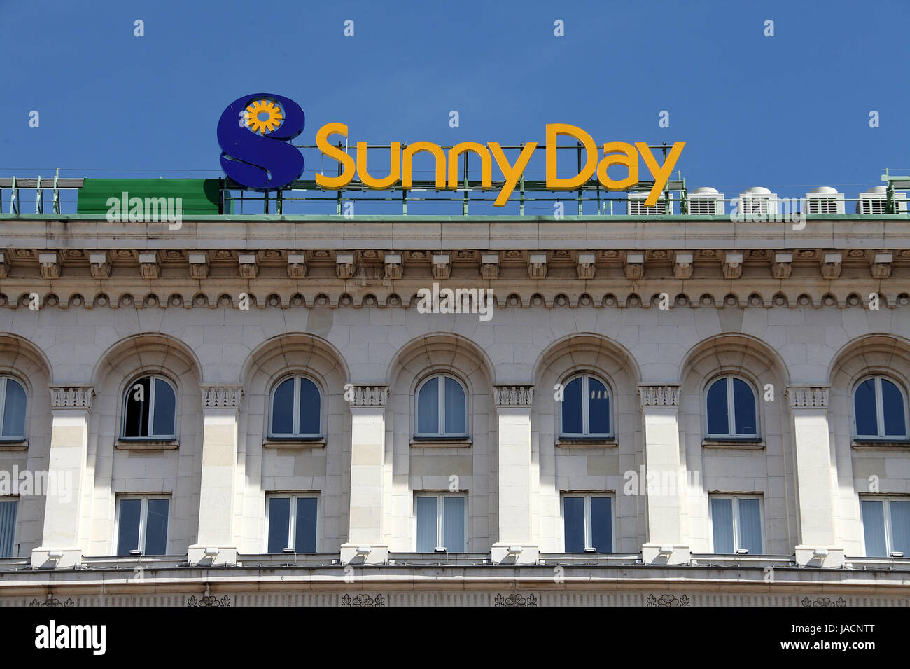Sunny Day sign in Sofia Stock Photo - Alamy