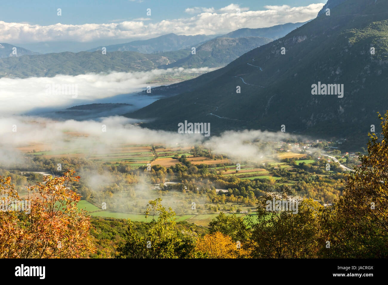 The valley of Konitsa, in northern Ioannina prefecture, Epirus, Greece ...